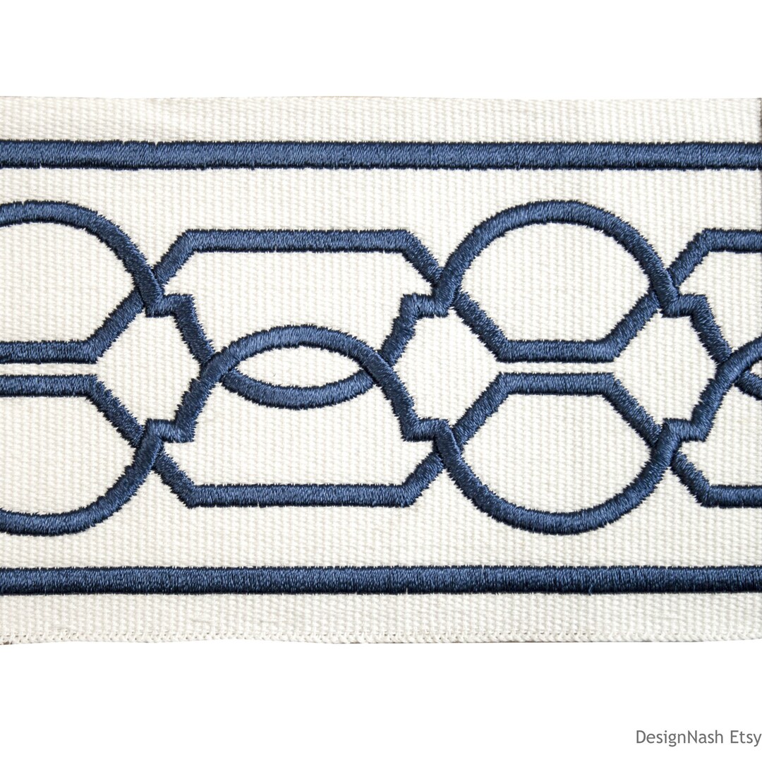 4" Corsica Navy Fretwork Border Tape Trim - Etsy