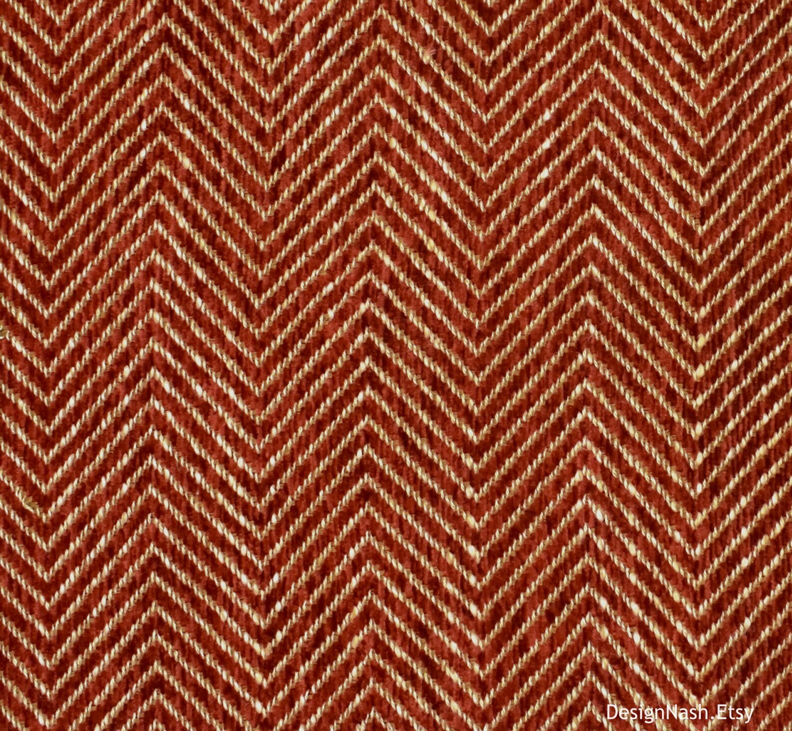 Firebrick Chevron Chenille Performance! Fabric for Upholstery and Home ...