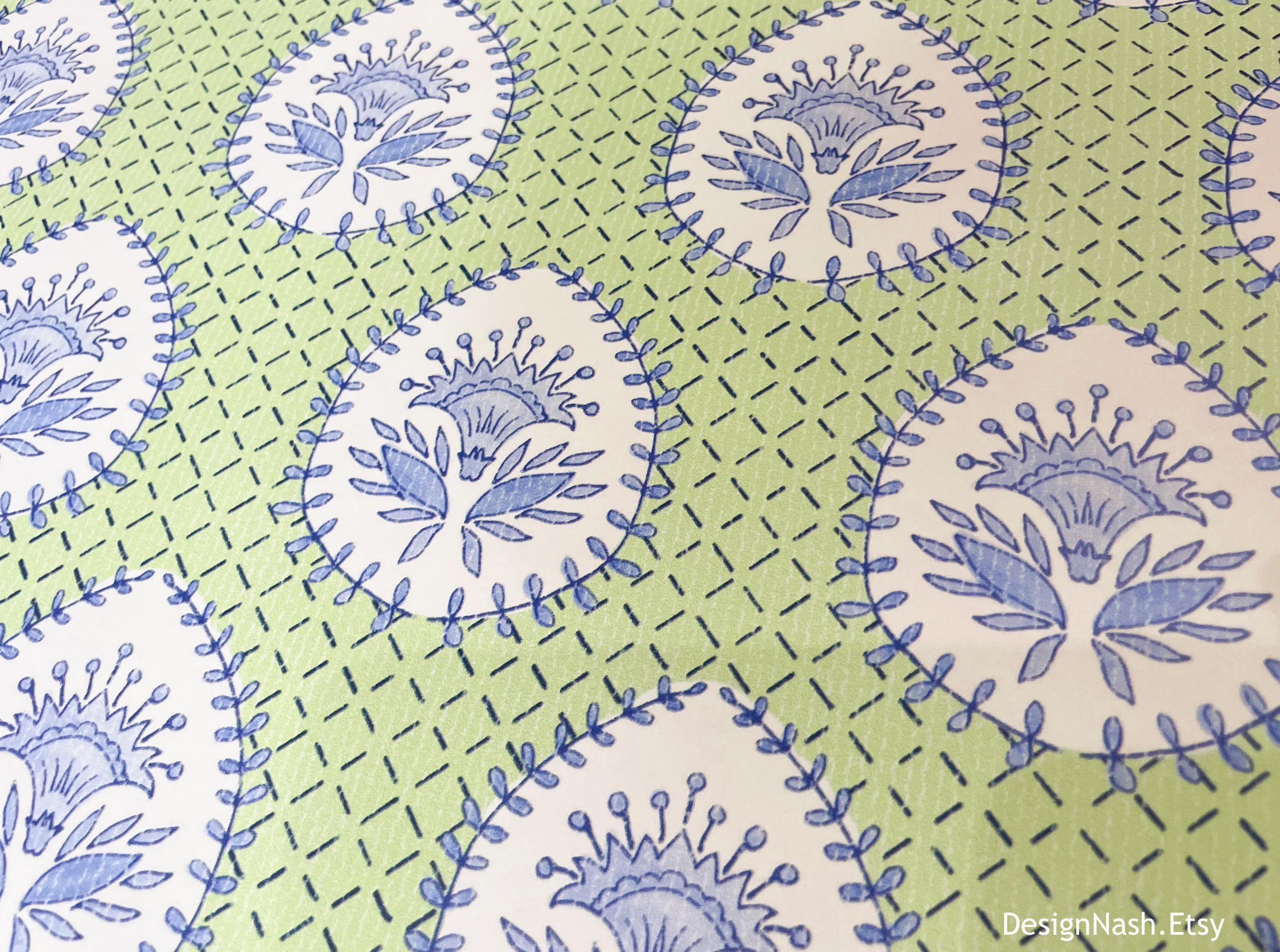 Lily's Handwork Wallpaper Blue and Green - Etsy