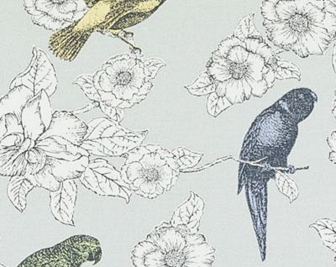 Falcon Fabric - Gyrfalcon by Nouveau Bohemian - Falcon Birds Gray Linen ...