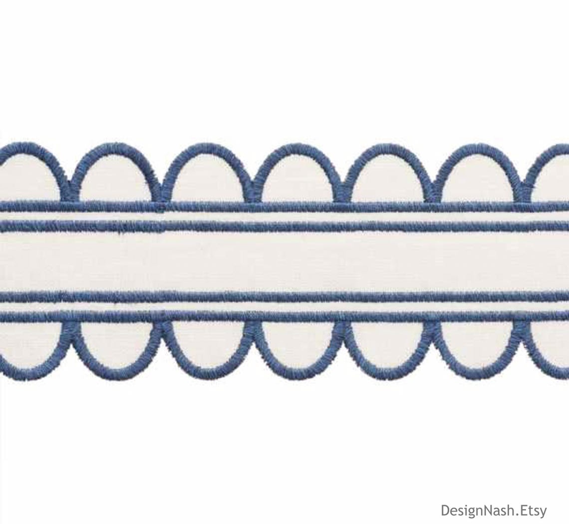 3.5" Paddington White and Blue Scalloped Tape - Etsy