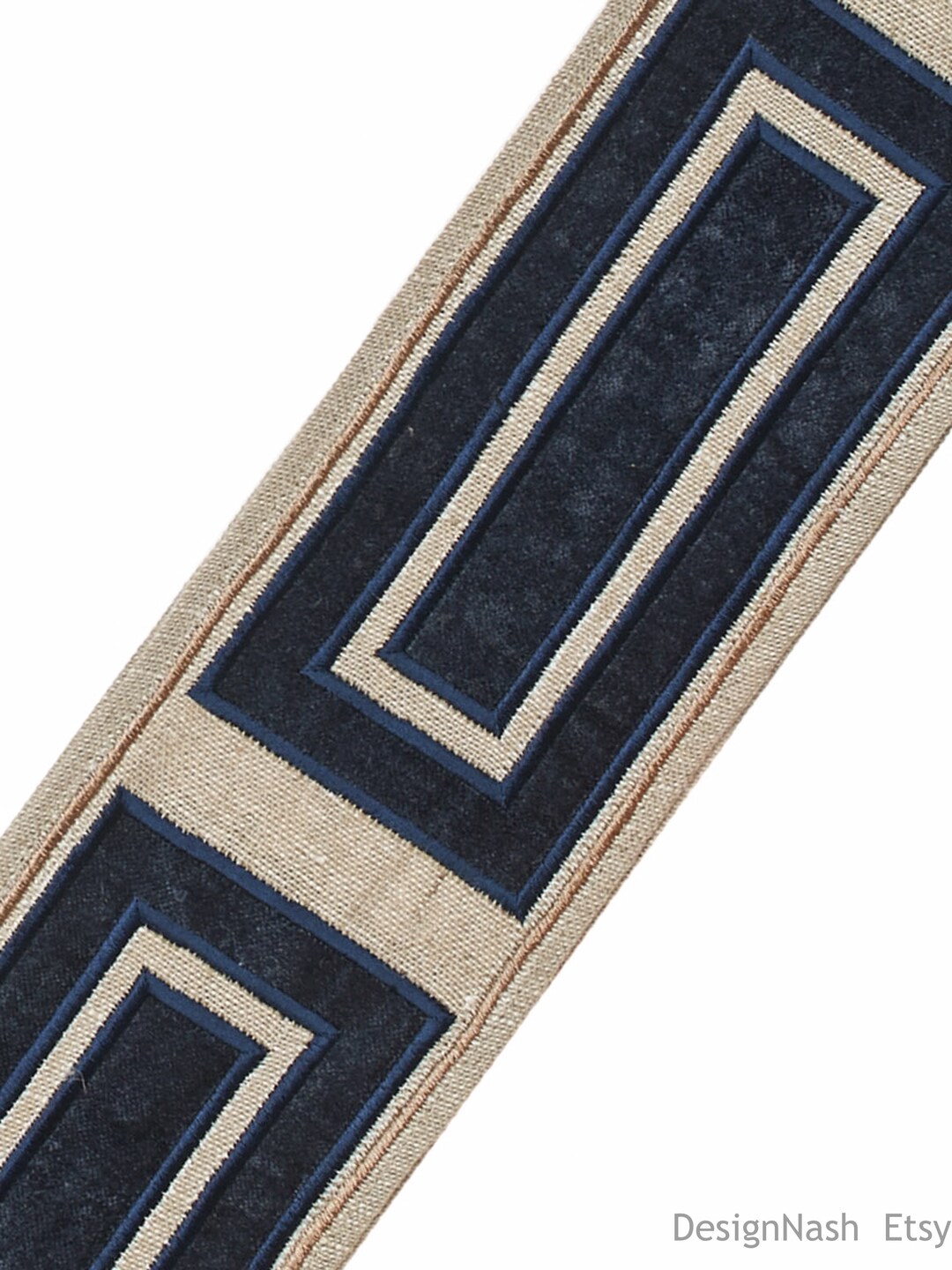 4" Alexandria Velvet Indigo Applique and Embroidery Border Tape Trim - Etsy