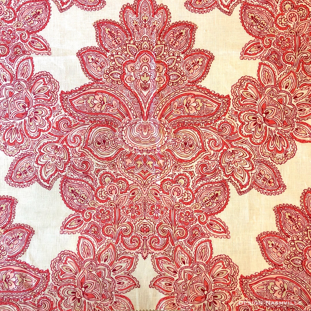 Cherry Hinton Damask Light Red Fabric for Home Decorating - Etsy