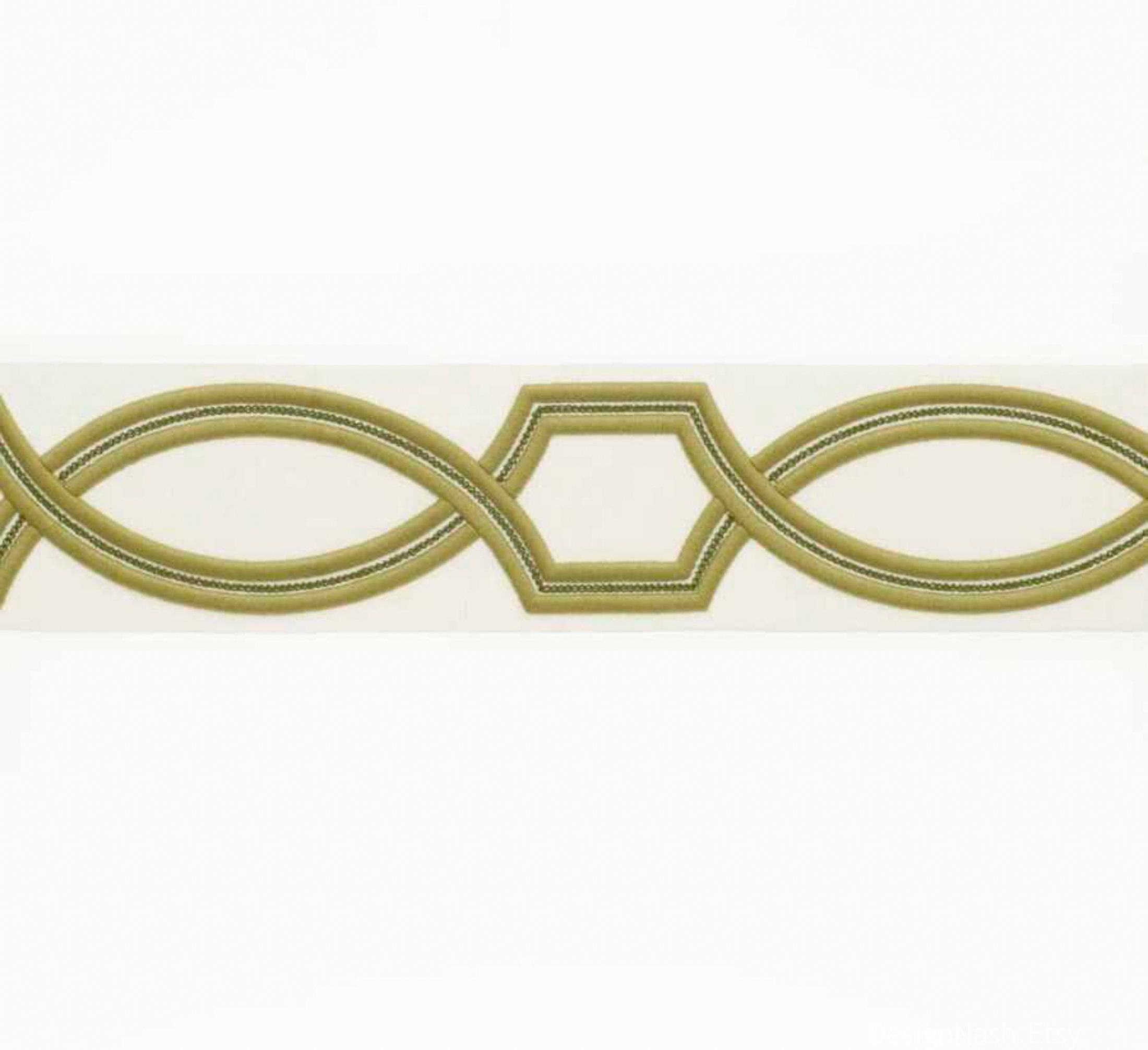 3 Ocala Moss Green Embroidered Border Tape - Etsy