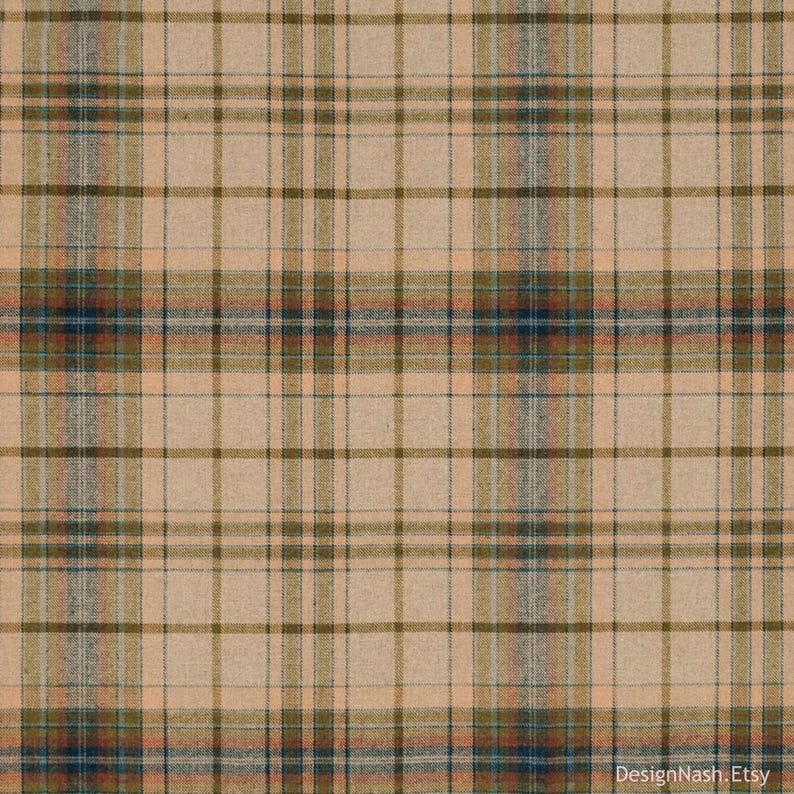 Pheasant Manor Olive Plaid Wool Blend Fabric for Draperies, Upholstery ...