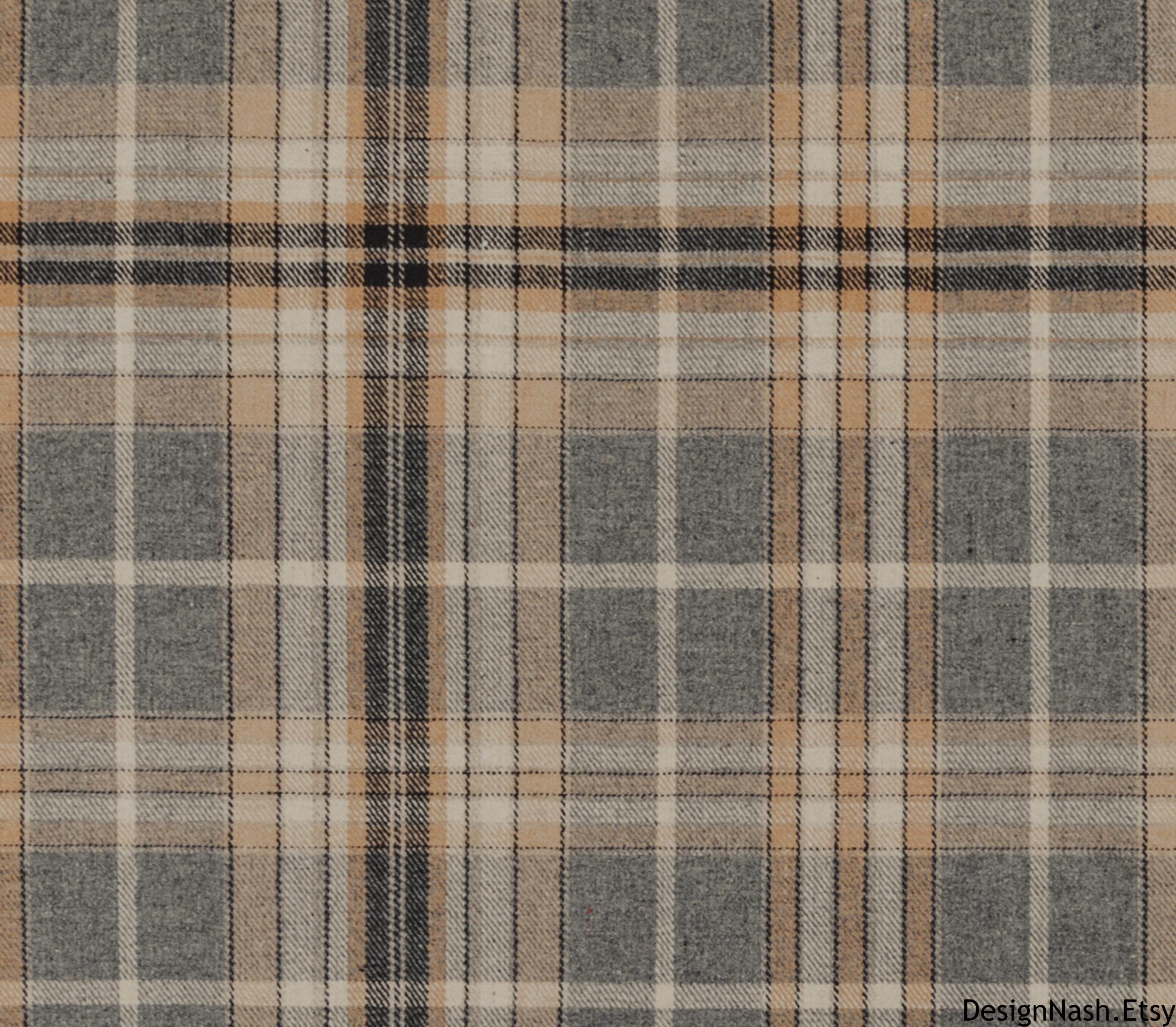 Fireside Tartan Wool Blend Grey Wool Blend Fabric for Home Decorating ...