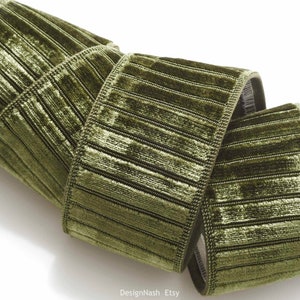 2.25 Enchanting Ribbed Velvet Olive Border Tape Trim - Etsy