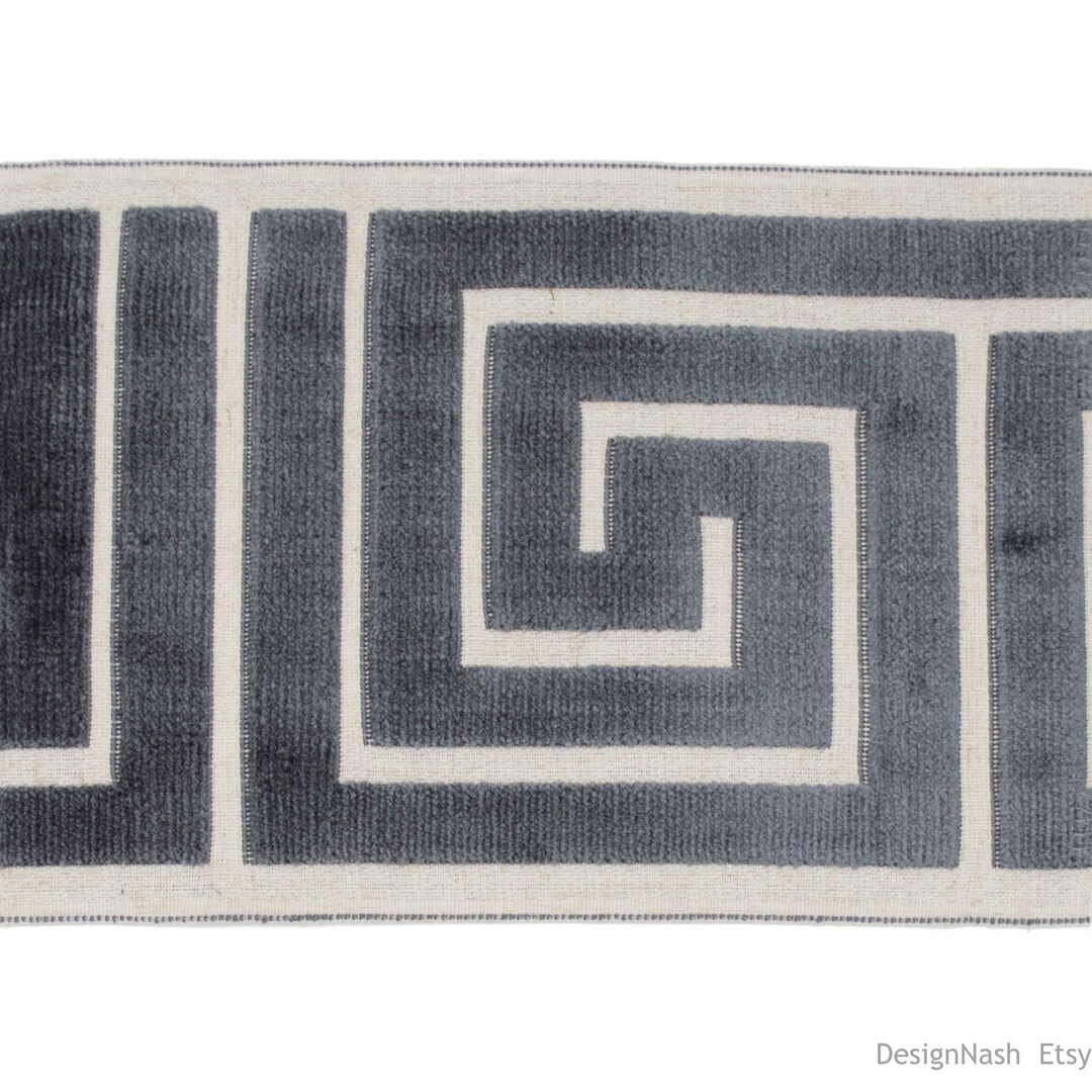 7" Adonis Velvet Greek Key Border Tape Trim Dark Shadow Grey - Etsy