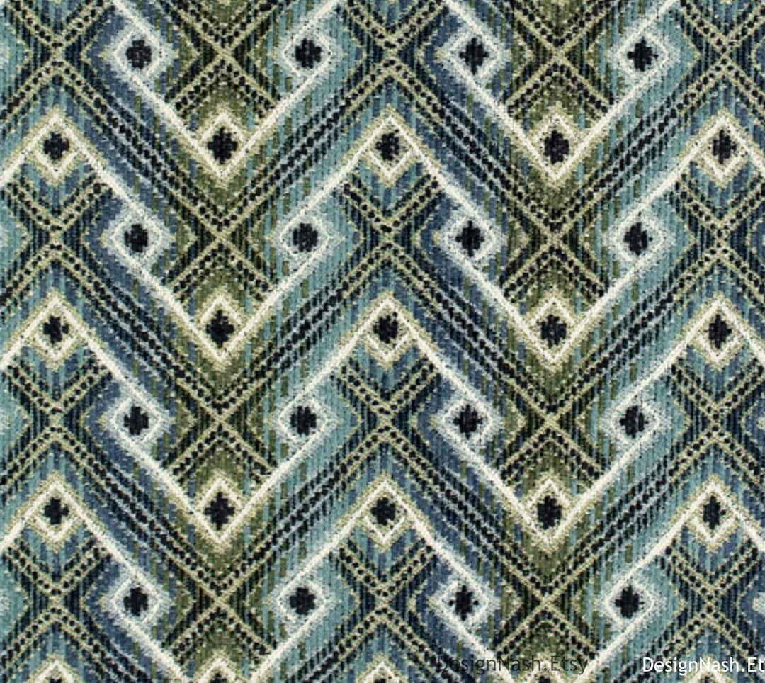Buckley Geometric Blue Green Fabric for Upholstery and Home Decorating ...