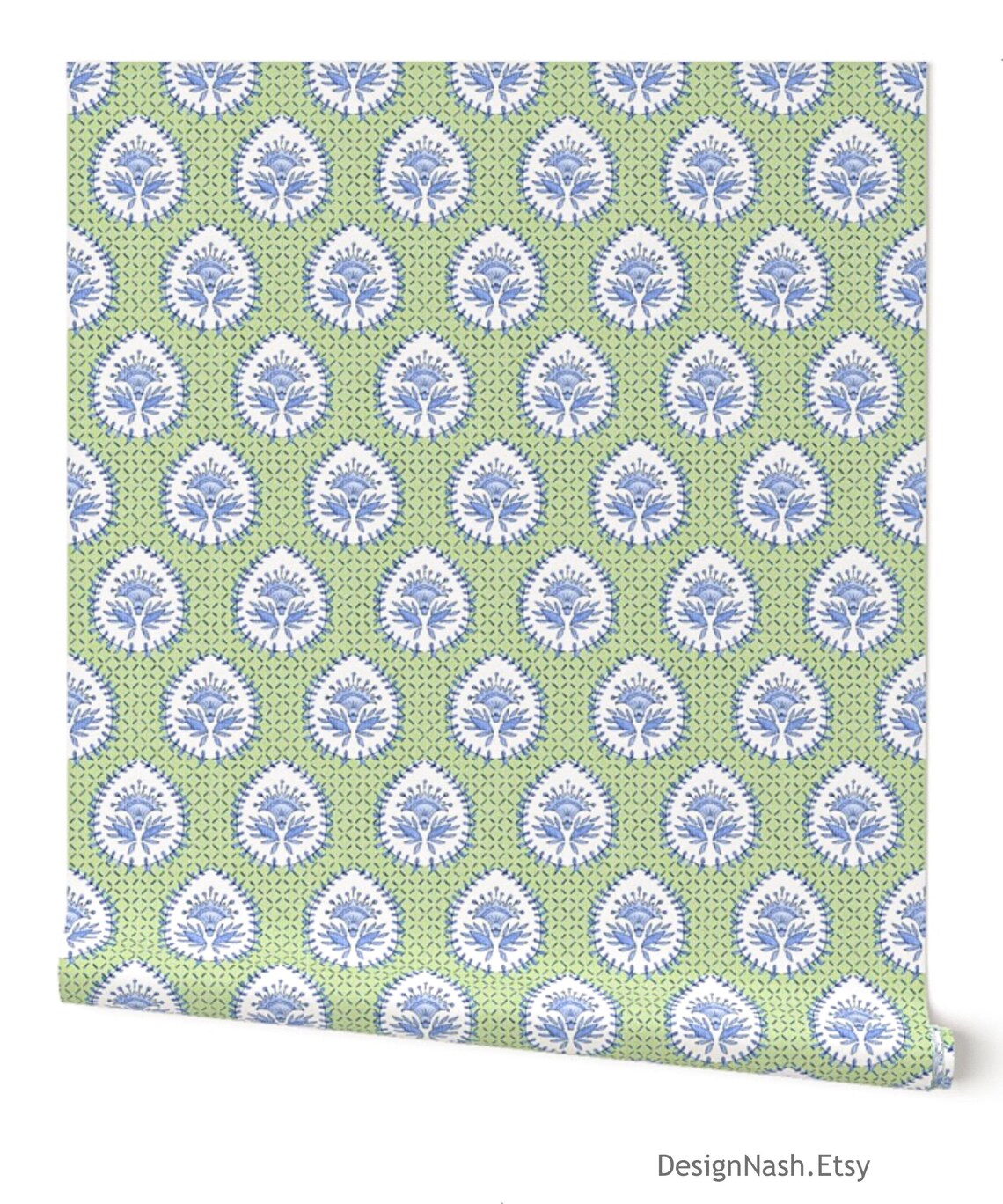 Lily's Handwork Wallpaper Blue and Green - Etsy