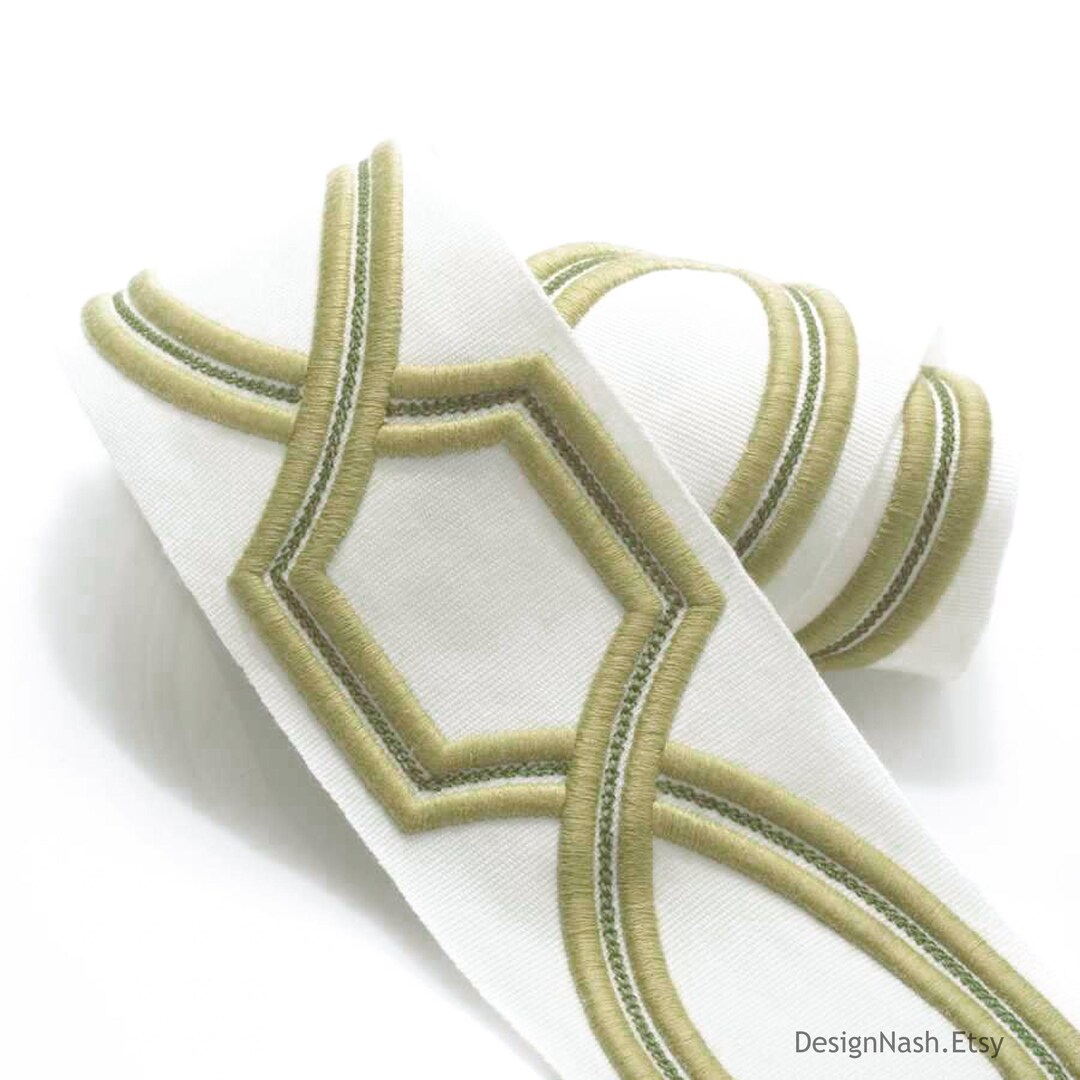 3" Ocala Moss Green Embroidered Border Tape - Etsy