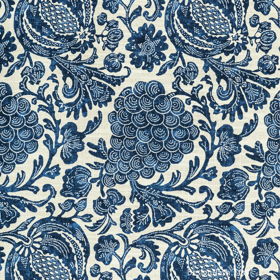 Pomegranates and Grapes Indigo Blue Fabric for Home Decorating - Etsy