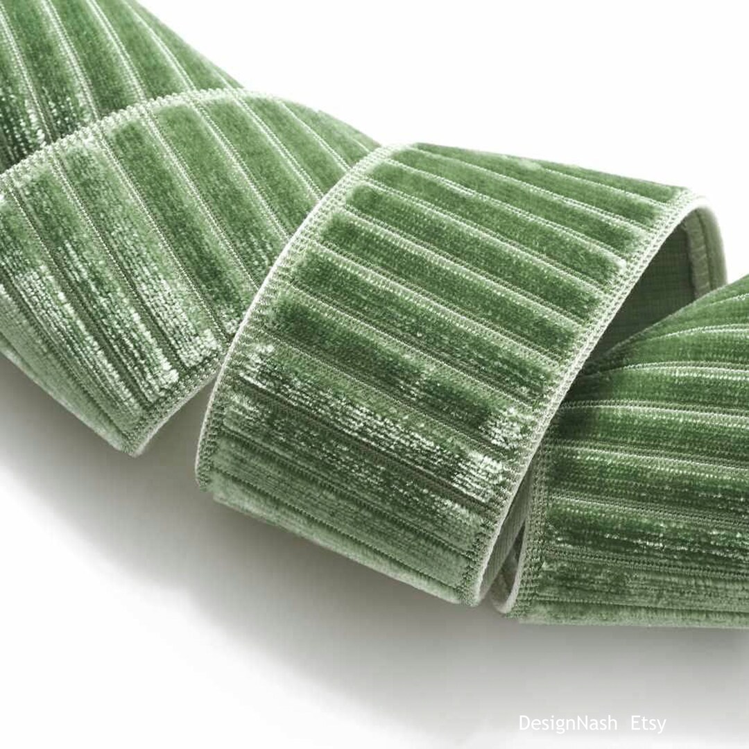 2.25" Enchanting Ribbed Velvet Border Tape Trim Medium Green - Etsy