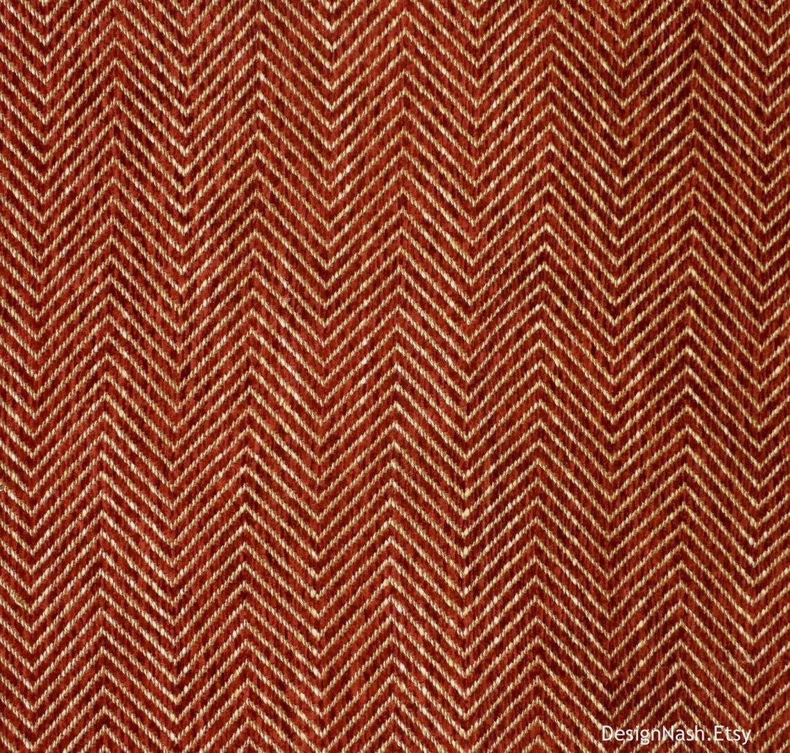 Firebrick Chevron Chenille Performance! Fabric for Upholstery and Home ...