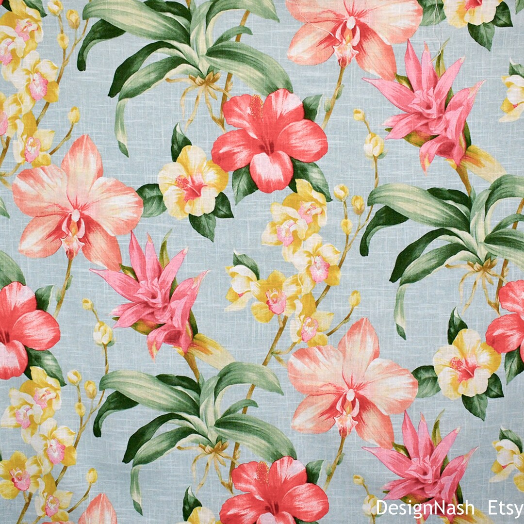 Leilani Garden Linen Blend Fabric Color Sky - Etsy