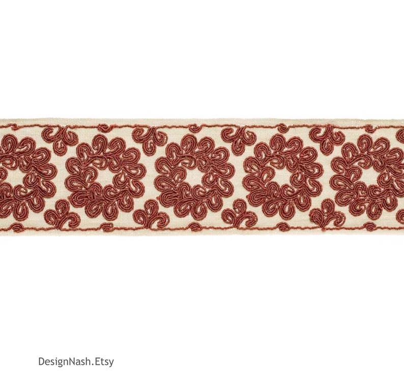 3.5" Susanna Flowers Embroidered Trim Border Tape, Brick - Etsy