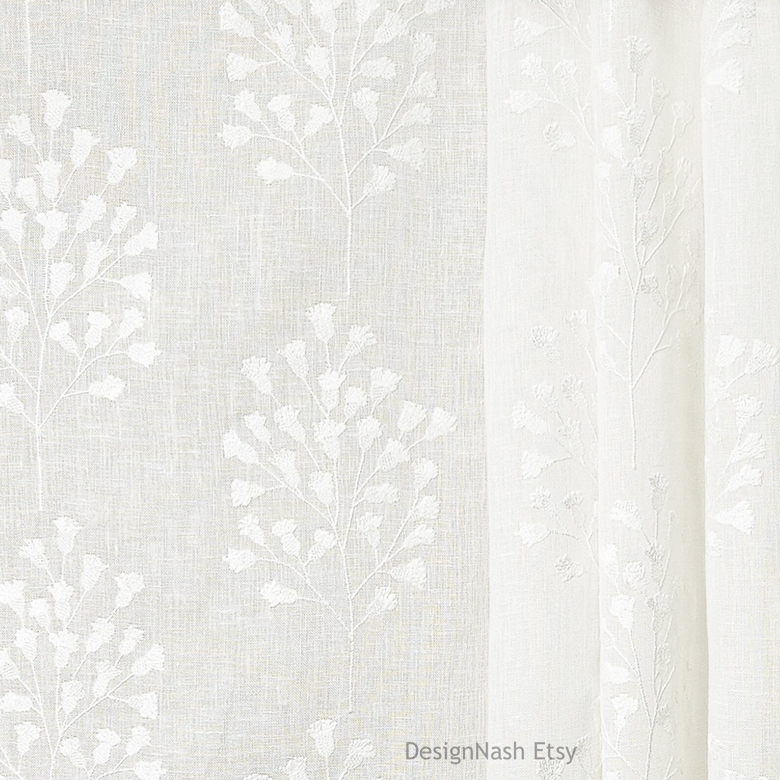 Botanical Sprigs Pearl Embroidered Sheer Fabric - Etsy