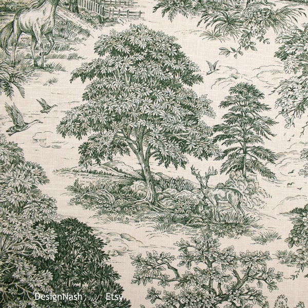 Green Toile Fabric - Etsy