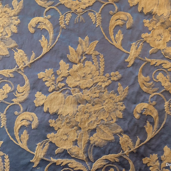 Blue Damask Fabric - Etsy