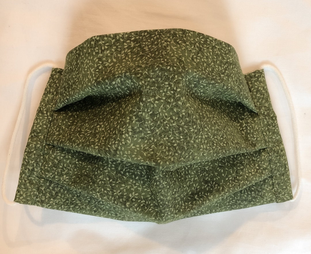 Forest Green Tiny Leaves Washable Cotton Face Mask Optional - Etsy