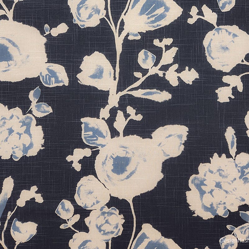 Beige and Blue Flower Fabric - Etsy