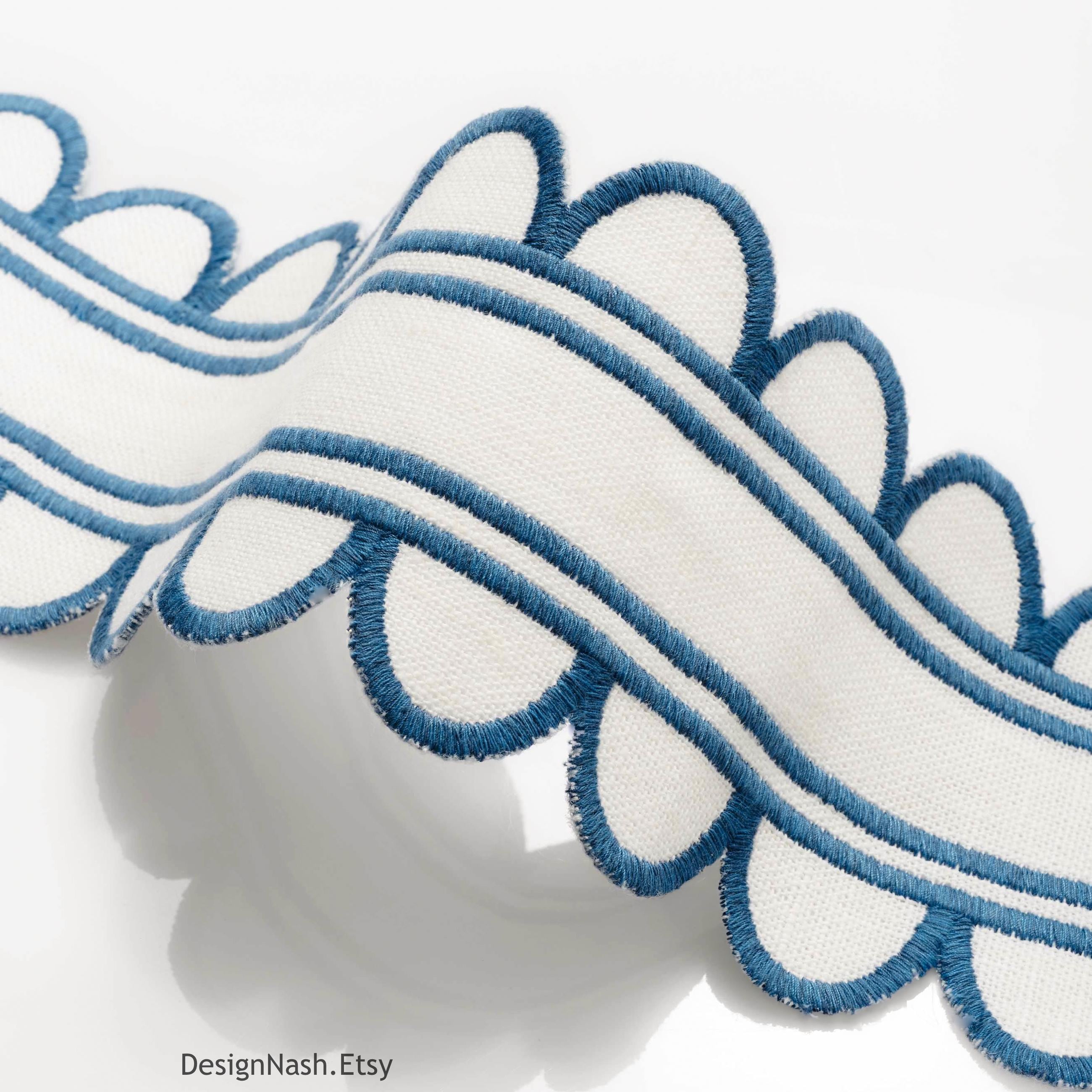 3.5" Paddington White and Blue Scalloped Tape - Etsy