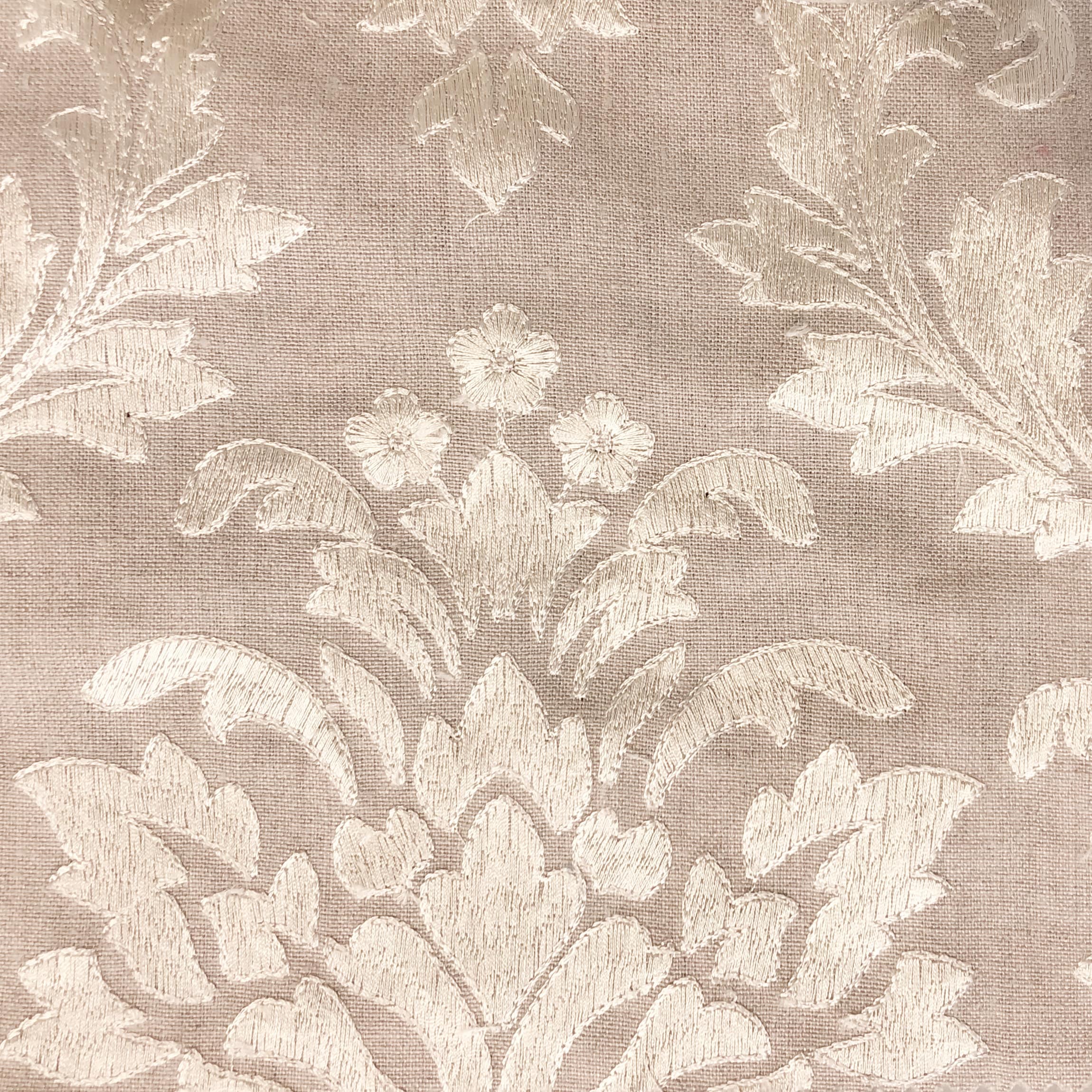 Parisian Linen Embroidered Damask Fabric - Etsy