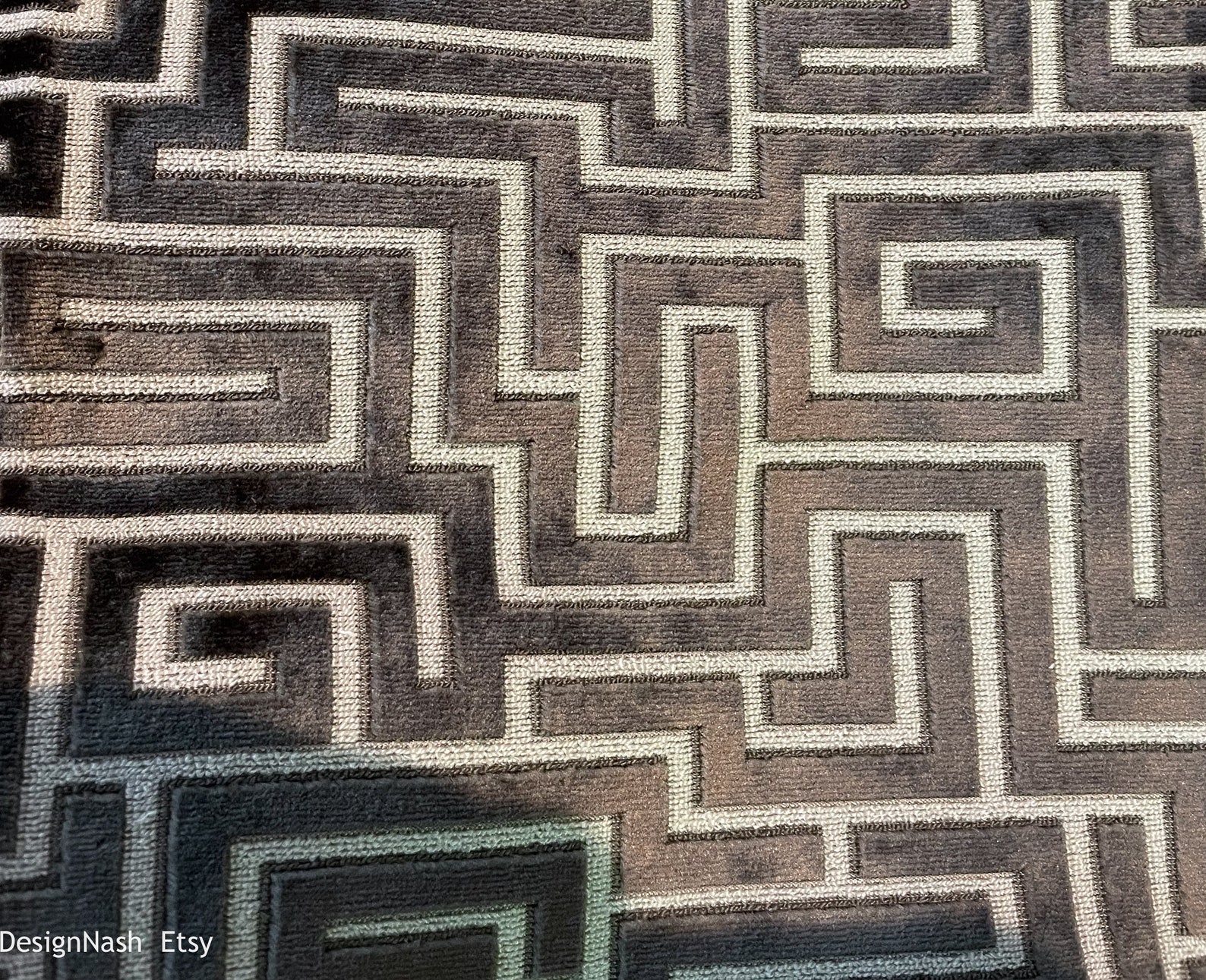 Labyrinth Cut Velvet Color Patina Fabric for Upholstery and Home ...