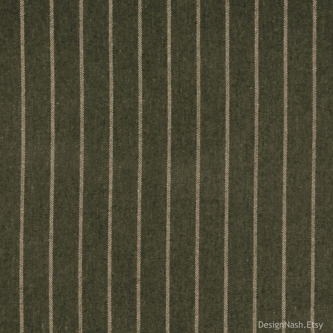 English Olive Stripe Wool Blend Fabric for Draperies, Upholstery, and ...