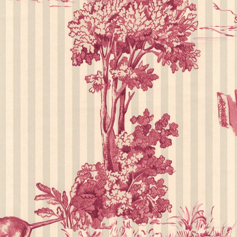 Red Toile Wallpaper - Etsy