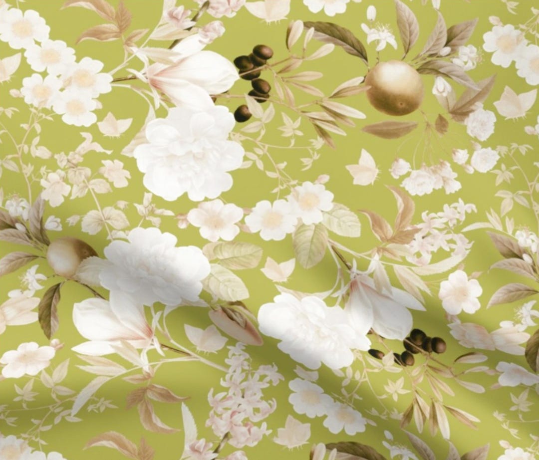 Extra Wide 116" & Standard Winslow Gardens Chartreuse and White Fabric ...