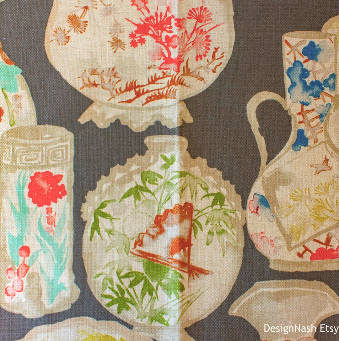 Chinese Painted Porcelain Fabric for Home Decorating and Upholstery - Etsy