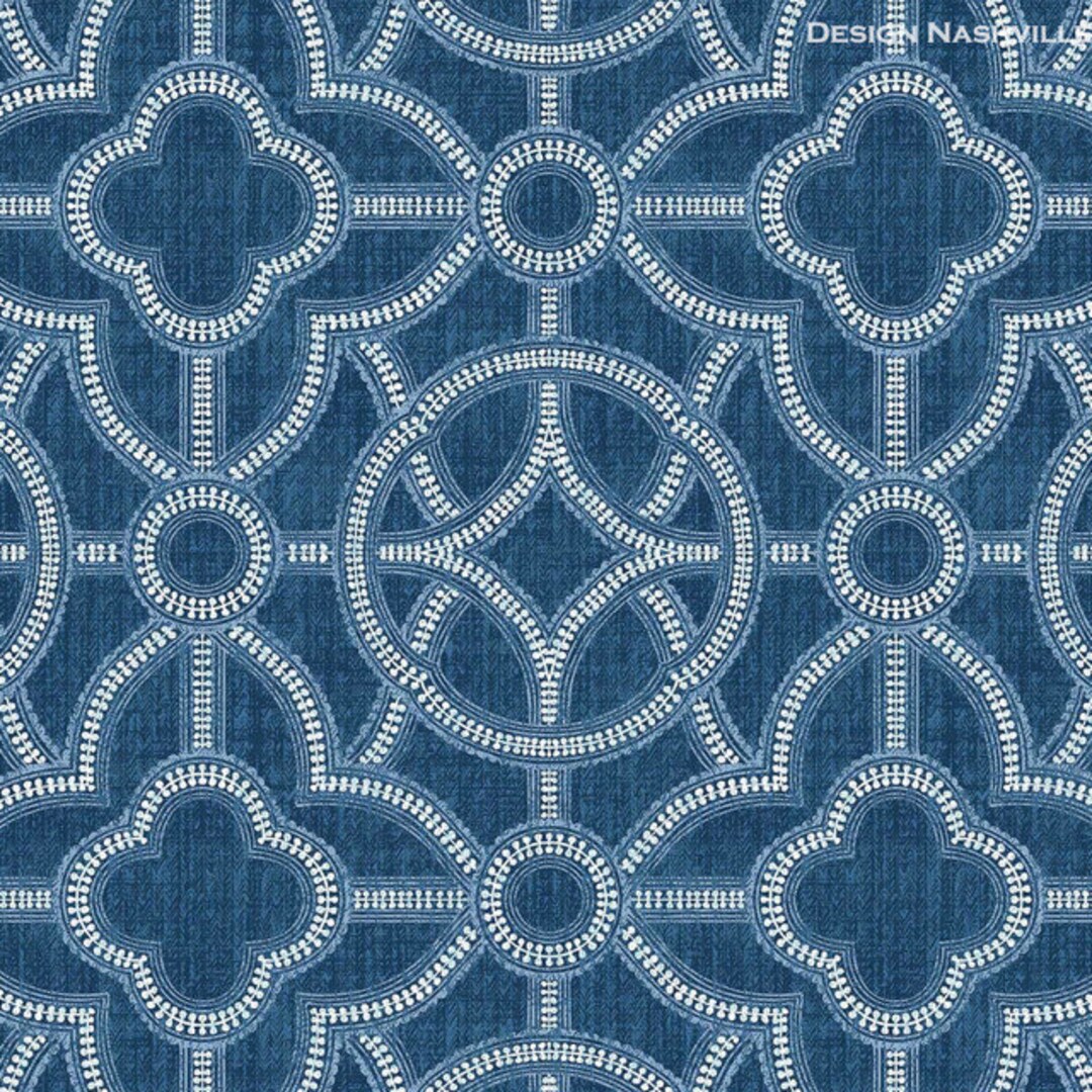 Kendrick Fretwork Blue Fabric for Home Decorating and Upholstery - Etsy