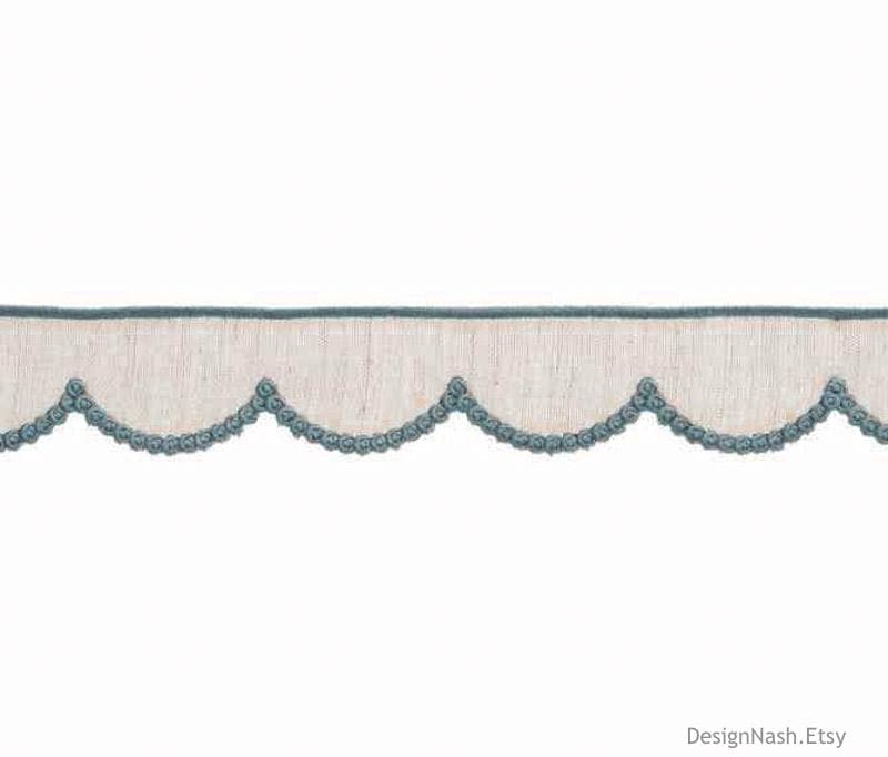 1.5" Matilda Scalloped Trim Tape Beige and Slate Blue - Etsy