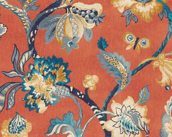 Floral Persimmon Fabric - Etsy