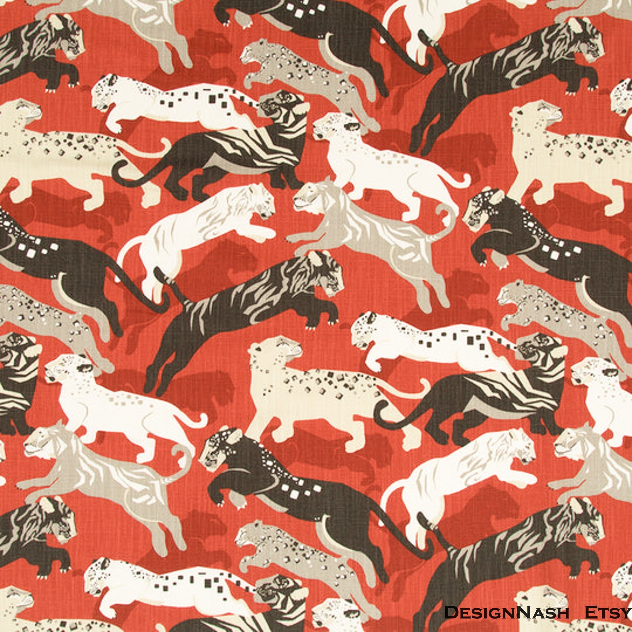 Leaping Tigers and Leopards 3-30 Yards Fabric for Home Decorating - Etsy