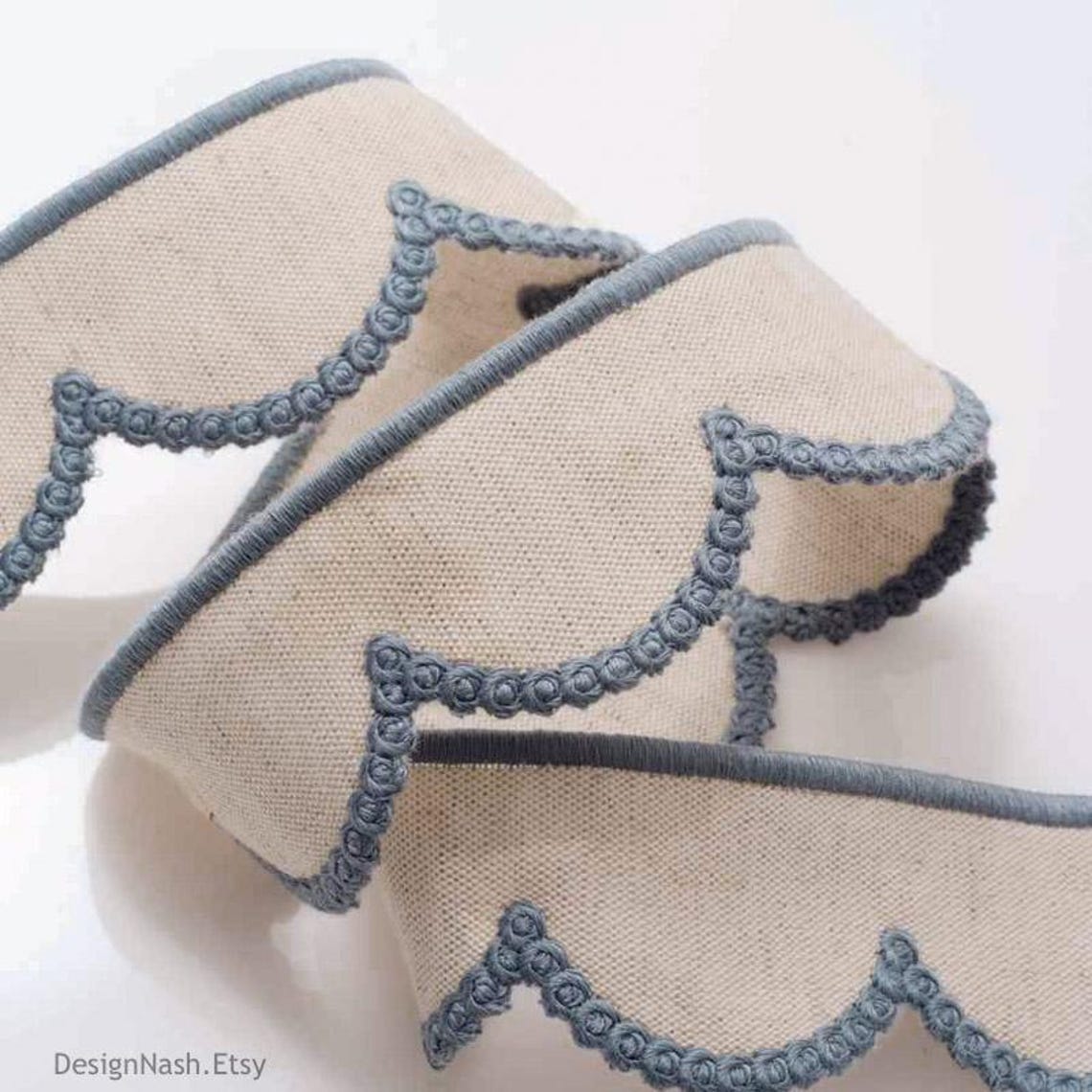 1.5" Matilda Scalloped Trim Tape Beige and Slate Blue - Etsy