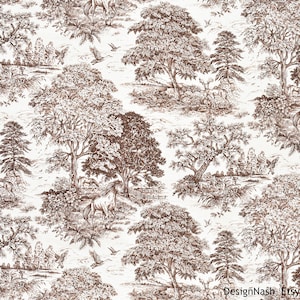 Pemberley Acres Toile Brown Fabric for Home Decorating - Etsy