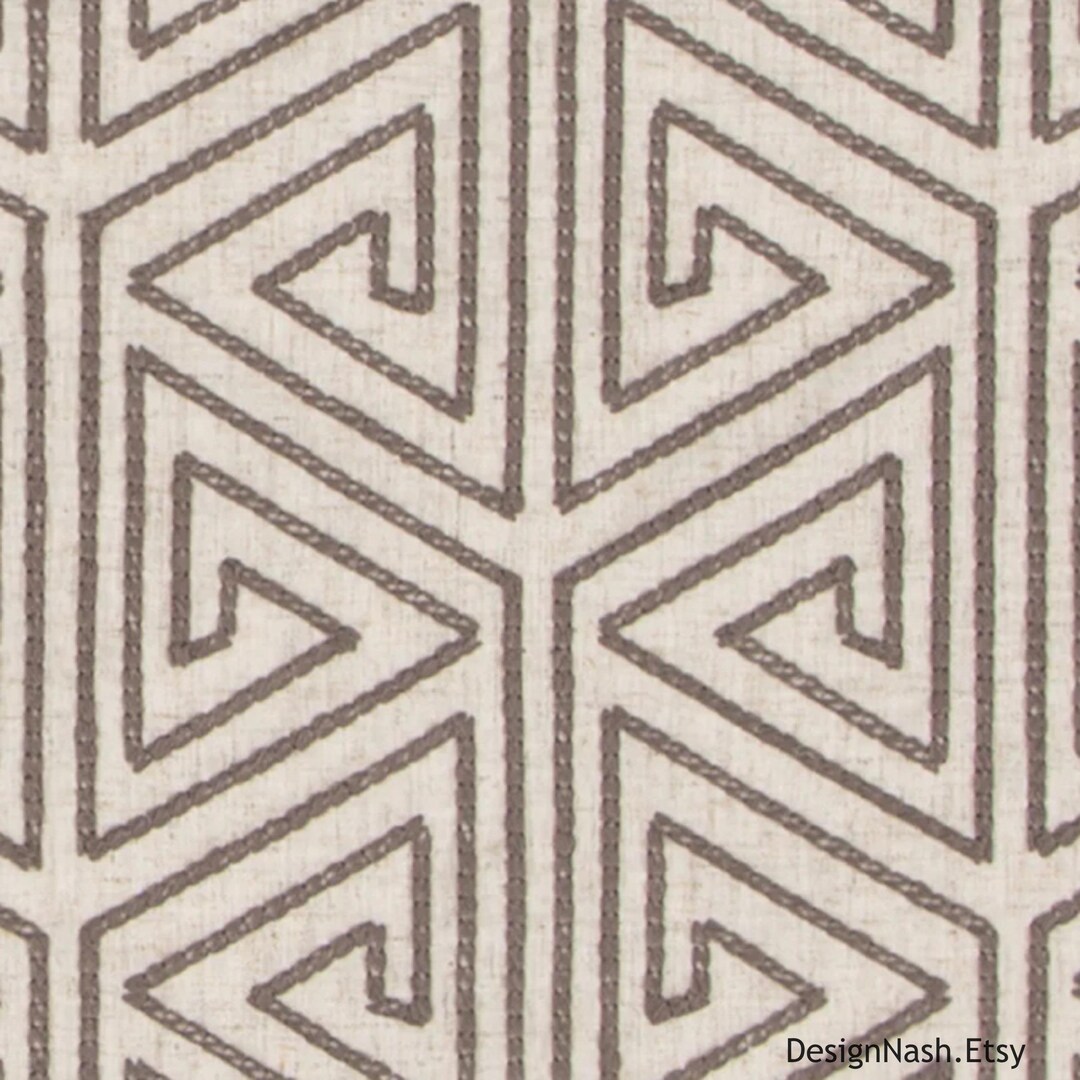Zandros Embroidered Driftwood Triangular Greek Key Fabric - Etsy
