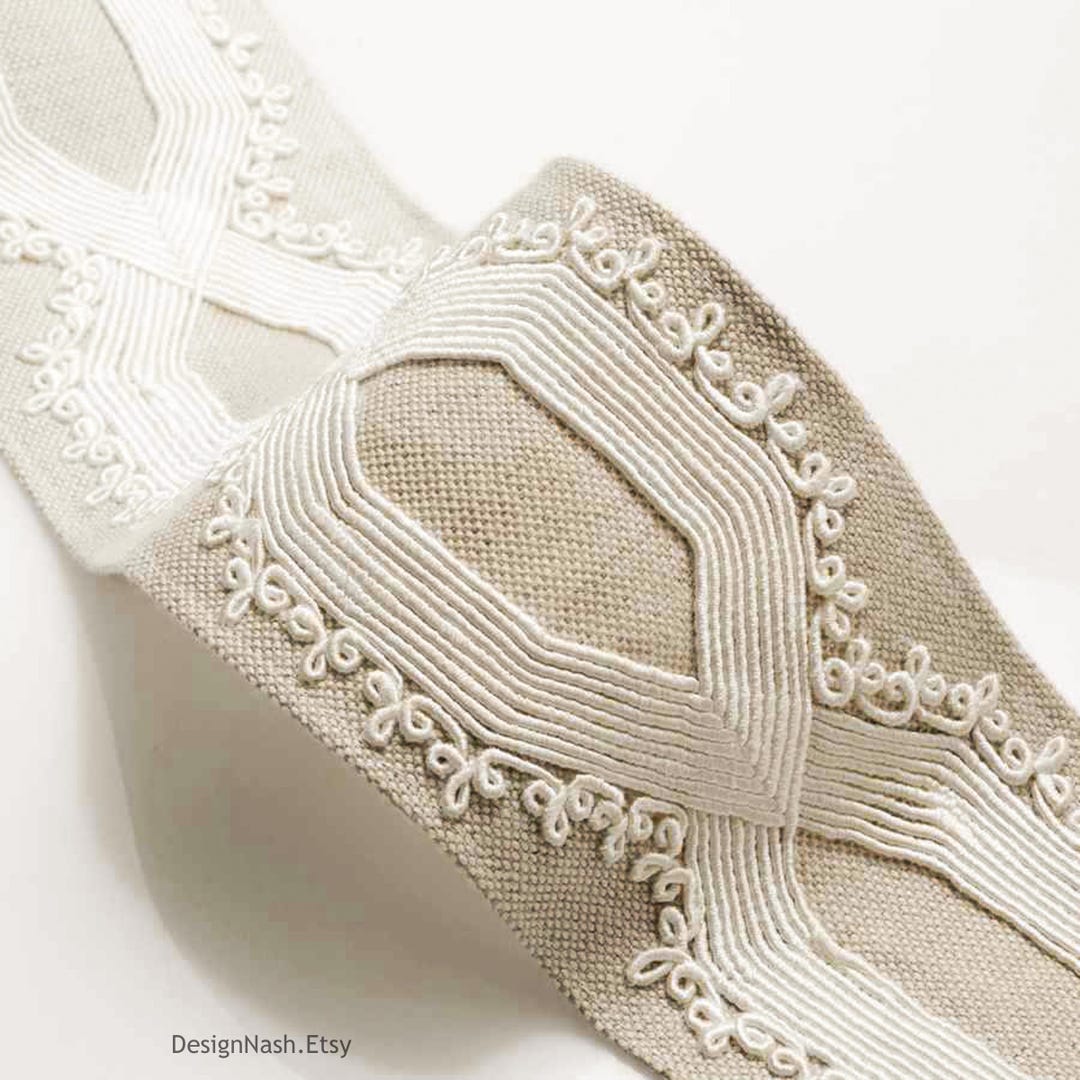 3.25" Charlise Natural White Embroidered Border Tape Trim - Etsy