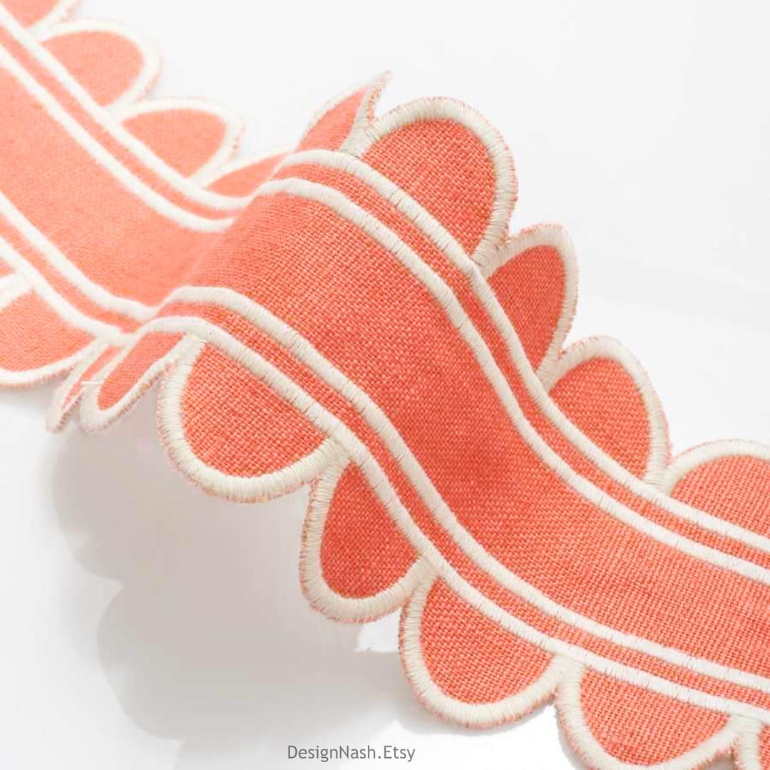 3.5" Paddington Scalloped Tape, Rich Coral - Etsy