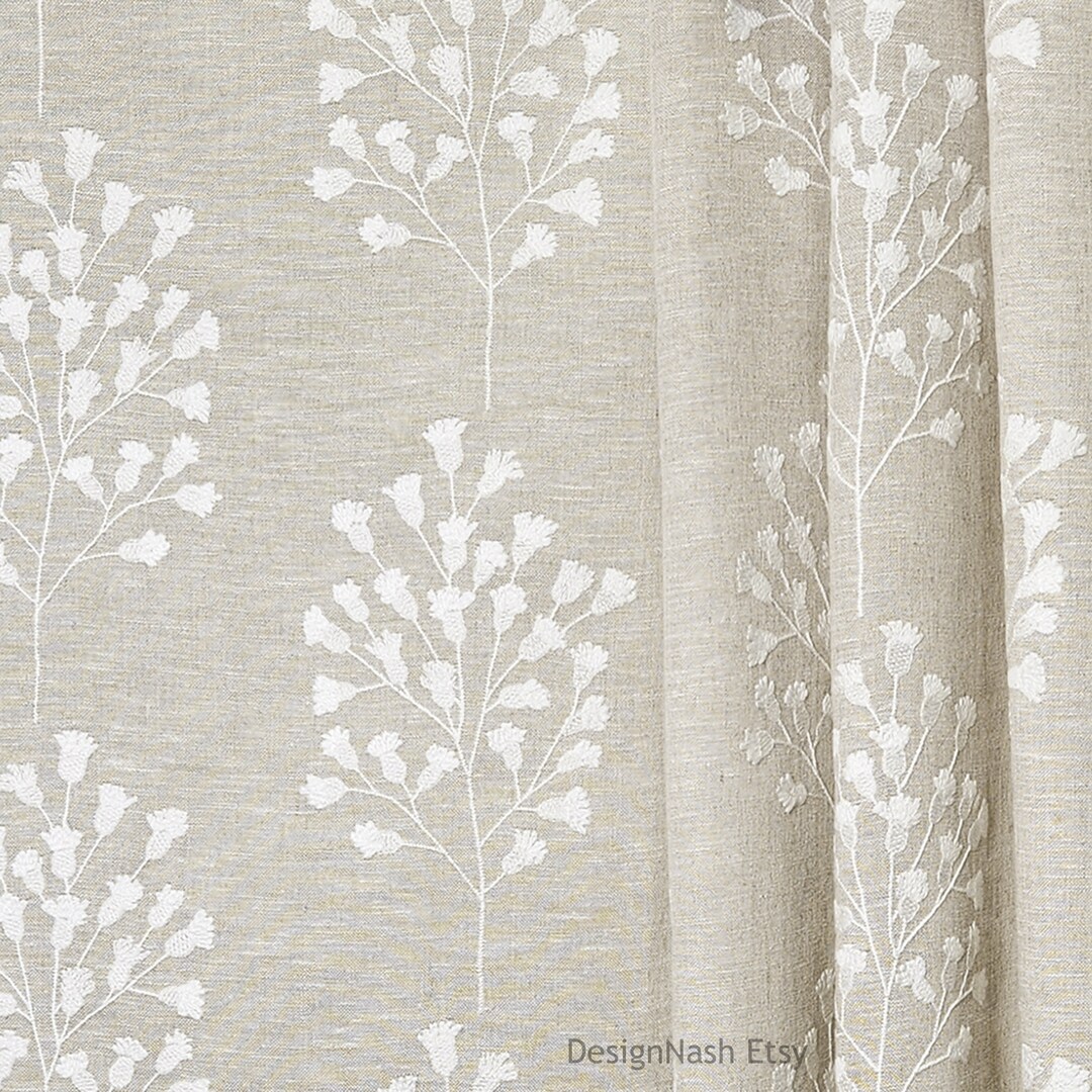 52 Botanical Sprigs Natural Embroidered Sheer Fabric - Etsy