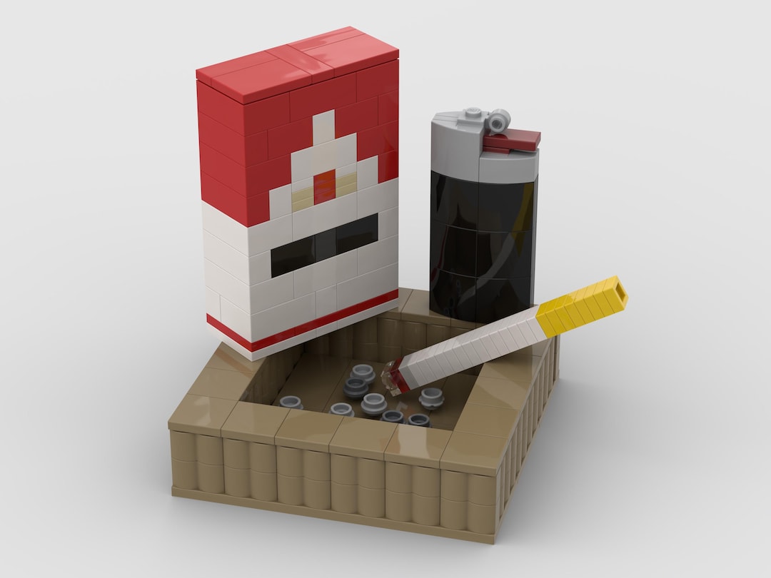 Cigarette Pack With Lighter, and Cigarette on Ashtray. A Fun, Unique ...