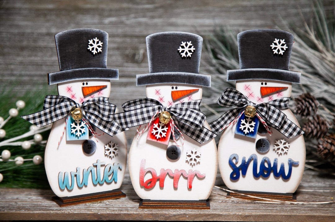 Christmas Standing Snowman, Wood Snowman, Handmade Christmas Shelf ...