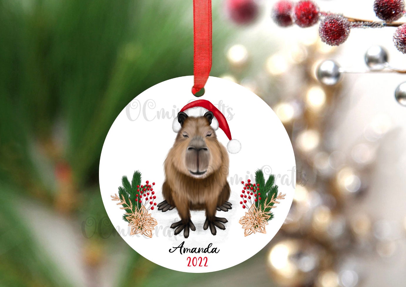 Capybara Christmas Ornament Cute Capybara Personalized - Etsy