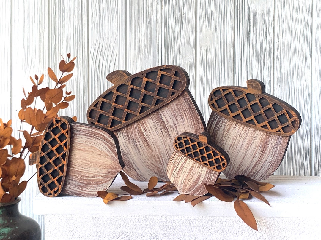 Handmade Wooden Acorn Shelf Sitters: Thanksgiving Tiered Tray Decor - Etsy