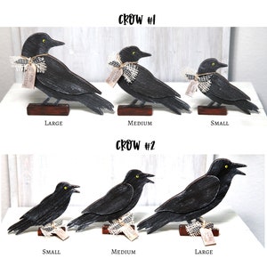 Crow Wood Halloween Figurine: Quirky Home Decor, Whimsical Handcrafted ...