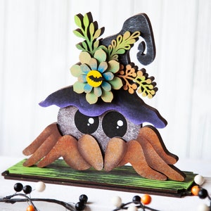 Halloween Spider in Witch Hat Shelf Sitter Whimsical Handmade Halloween ...