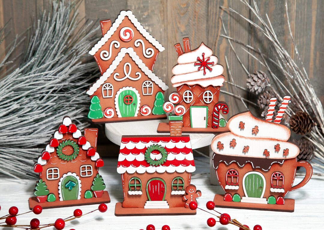 Christmas Gingerbread Village, Christmas Tiered Tray Decor, Standing ...