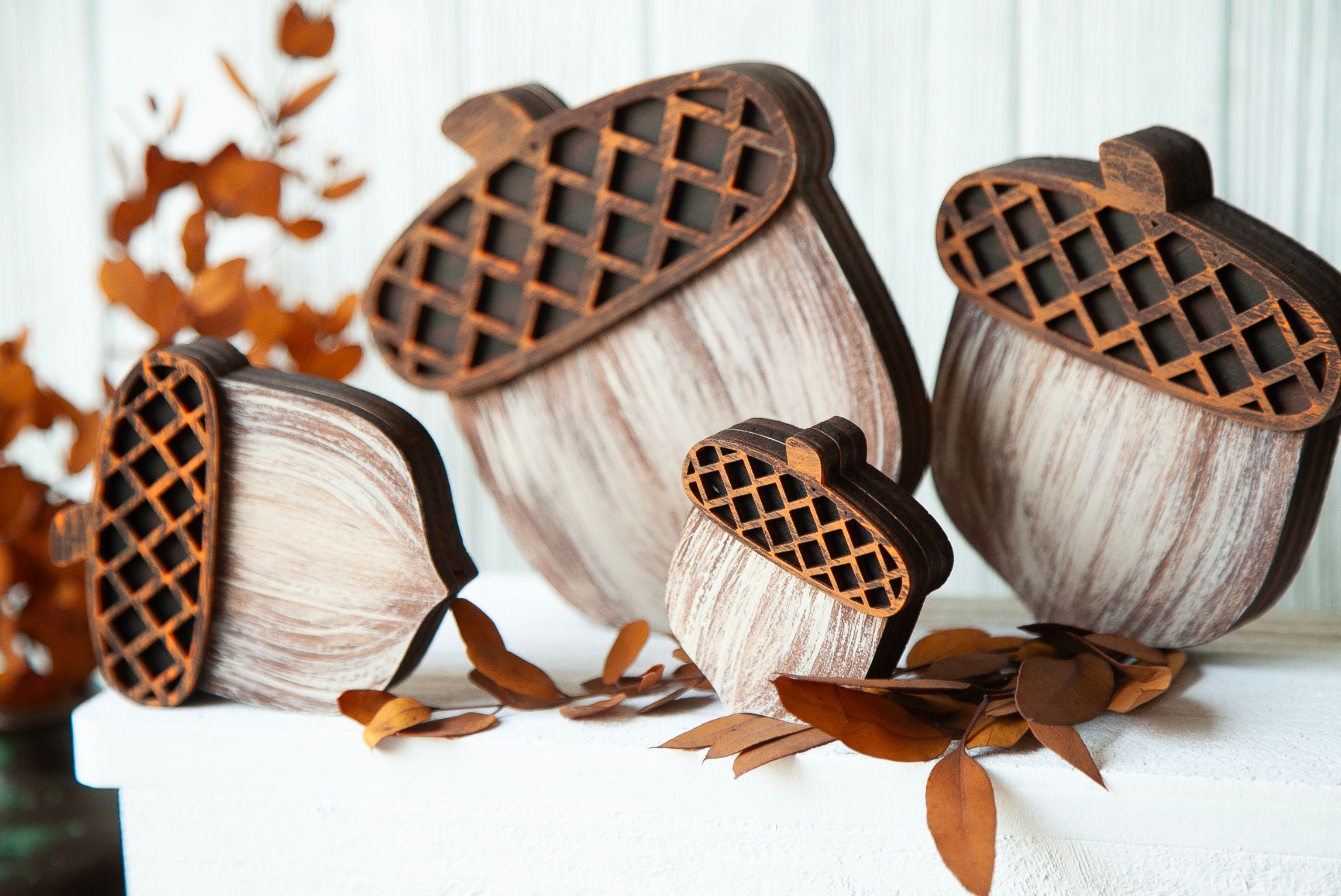 Handmade Wooden Acorn Shelf Sitters: Thanksgiving Tiered Tray Decor - Etsy